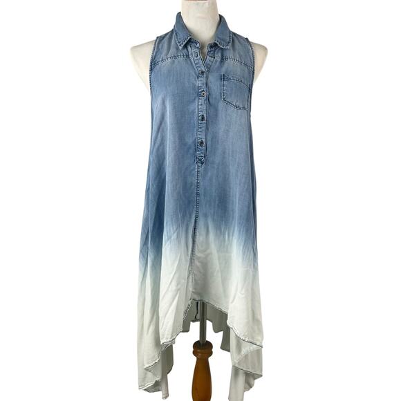Reba | Dresses | Reba Dress Women Large Blue Ombre Denim Trapeze Swing ...